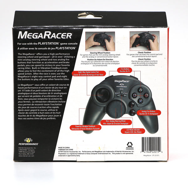 MegaRacer Performance Steering Wheel Controller | For Sony PS1 Playsta ...
